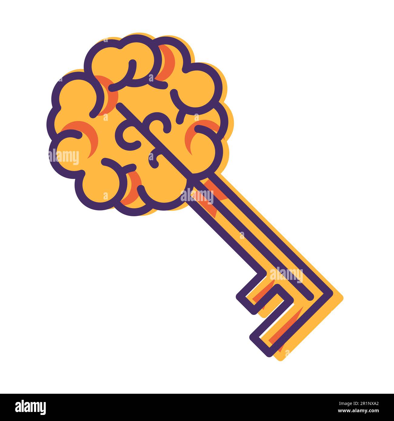 Key Brain Sign Isolated on White Background, Creative Thinking Icon ...