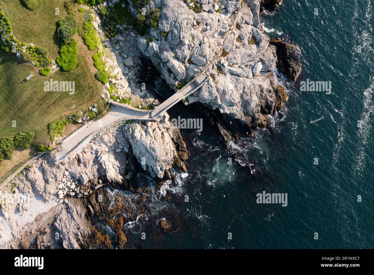 Newport Cliff Walk public access path bridge by Rough Point Stock Photo - Alamy