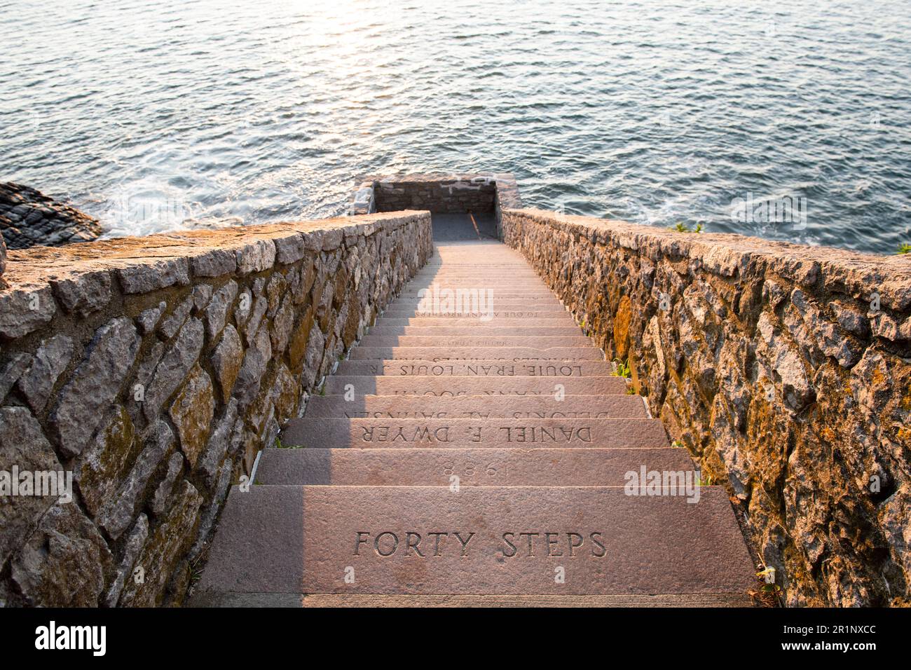 Newport Cliff Walk Forty Steps at sunrise Stock Photo - Alamy
