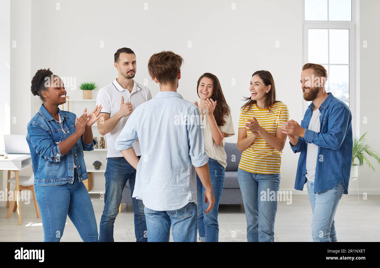 Applauding congratulations and success clapping cheering hi-res stock ...