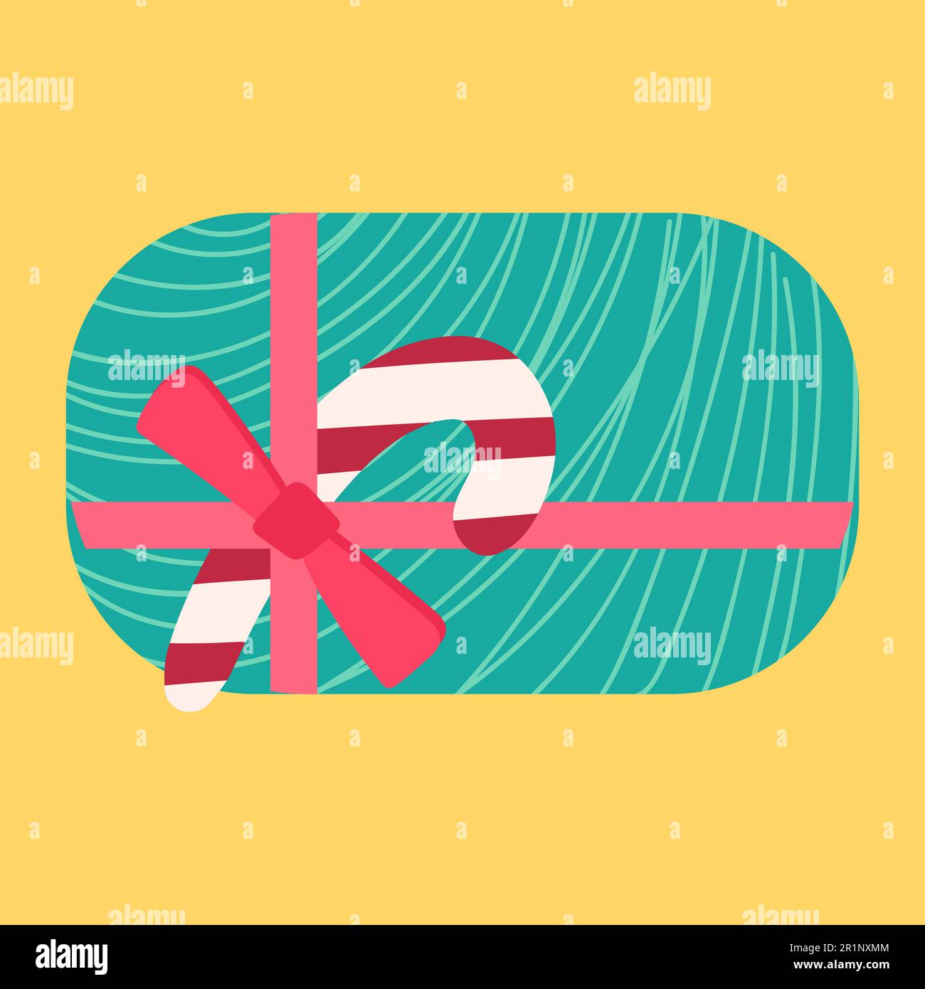 Christmas present from above flat vector illustration. Wrapped gift box ...