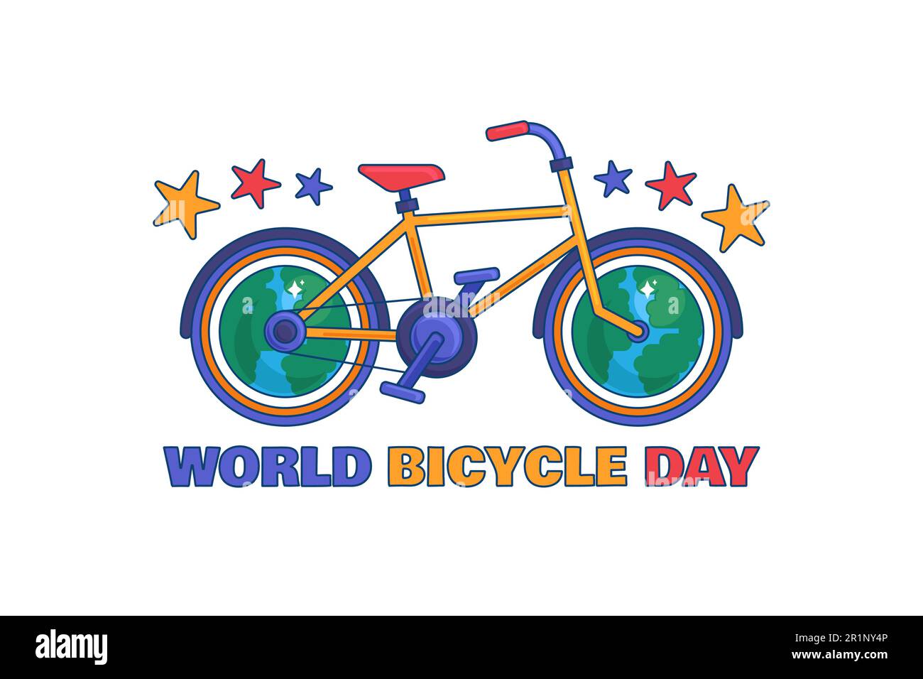 Bright bicycle as Eco transport day greeting illustration with text ...