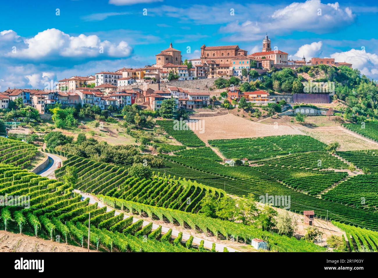 View of La Morra in the Province of Cuneo, Piedmont, Italy Stock Photo ...