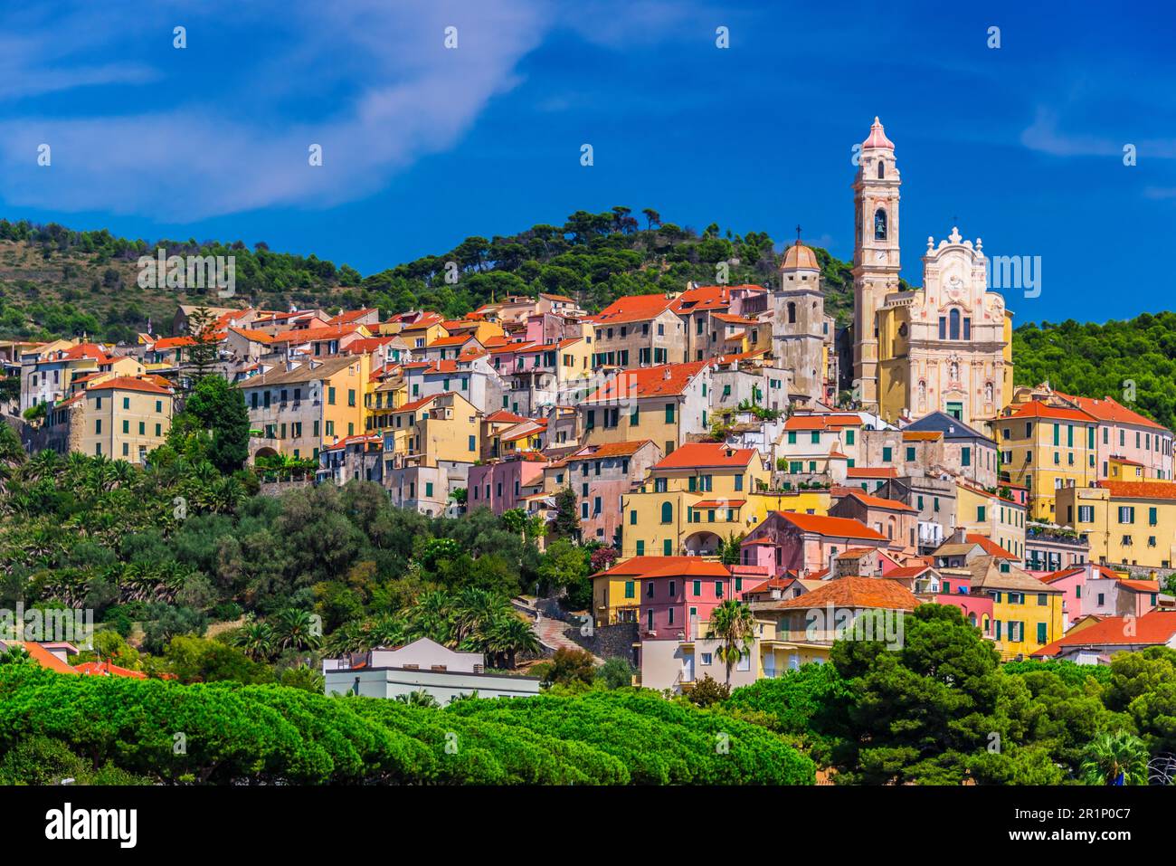 The village of Cervo on the Italian Riviera in the province of Imperia ...