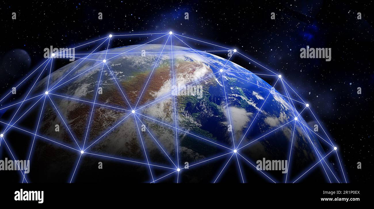 Global network connection. Earth in open space and digital web ...