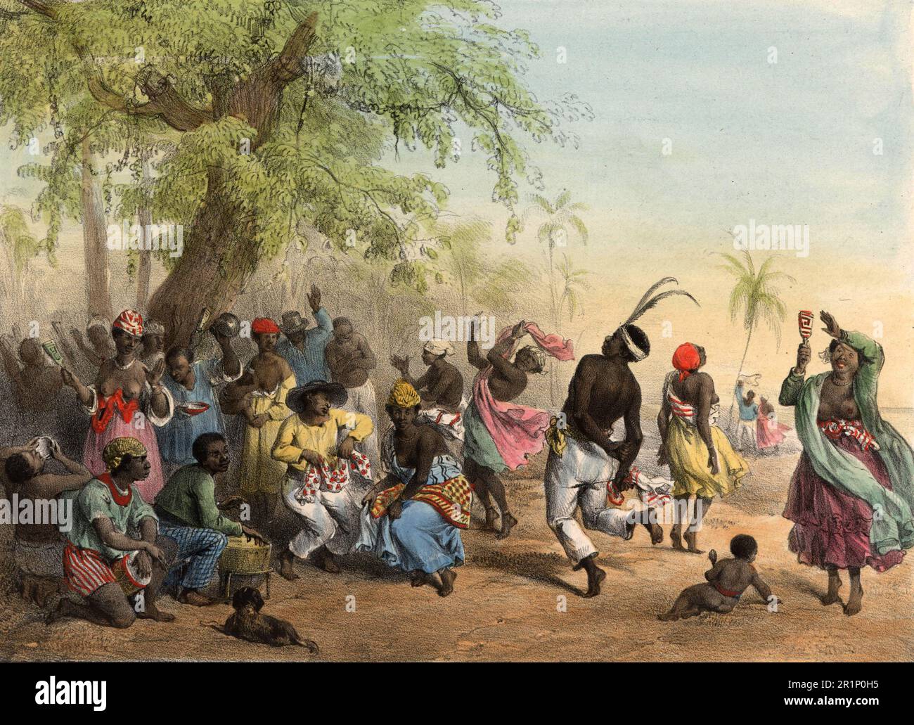 A group of black slaves dancing in the Dou, contains musical ...