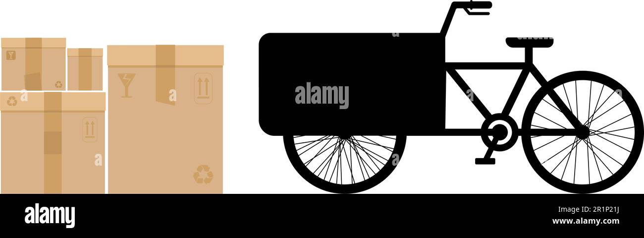 Icon of cargo bike and cardboard boxes. vector illustration Stock ...