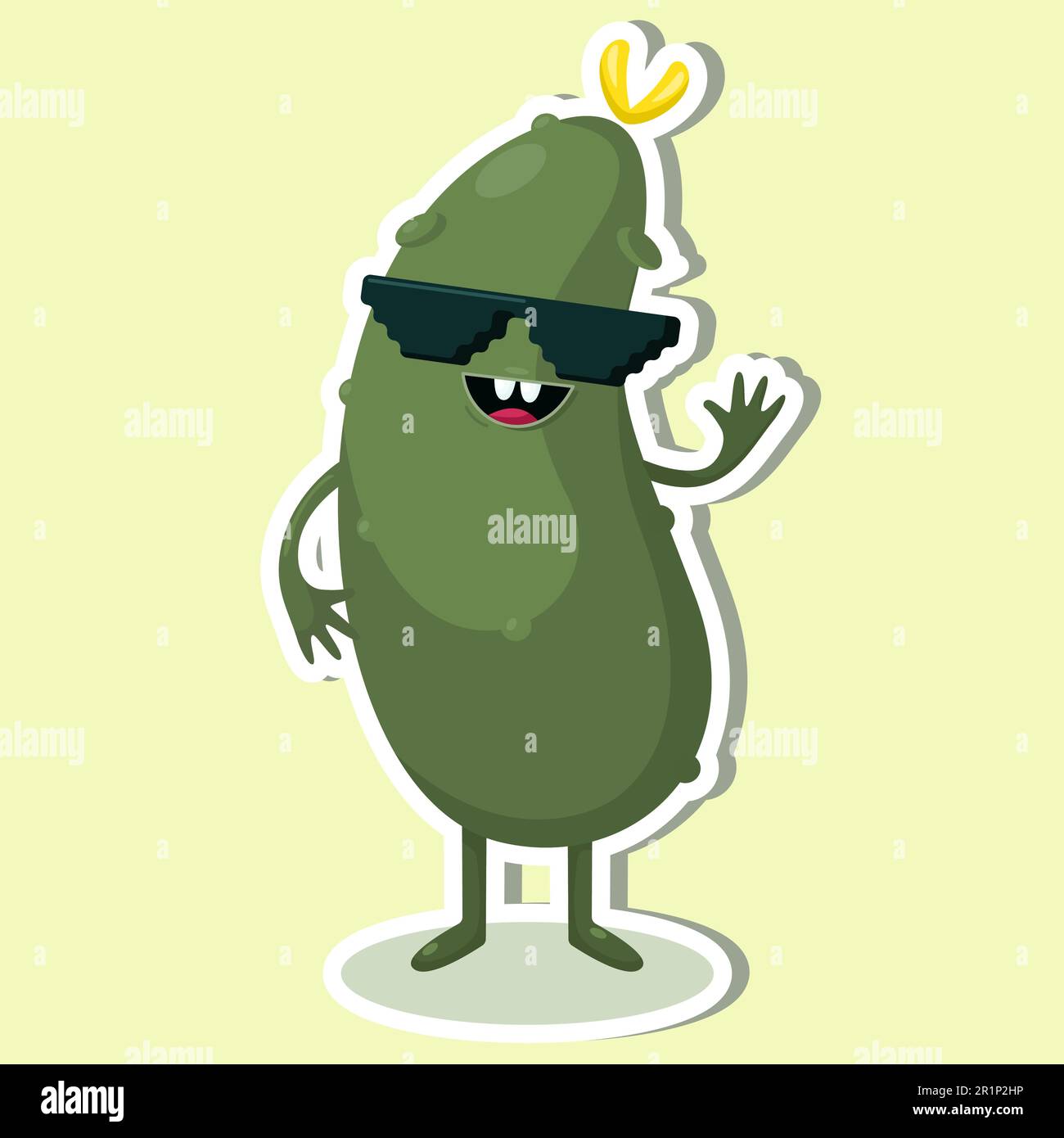 Vector Illustration Of Cucumber Character Stickers With Cute Expression Cartoon Style Veggie