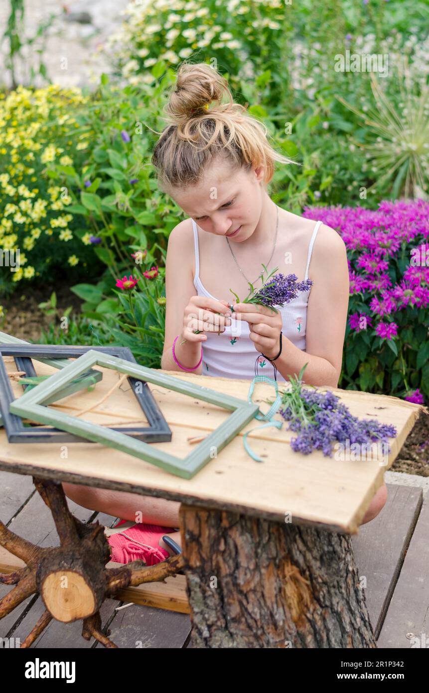Happy child creating art outdoors hi-res stock photography and images ...