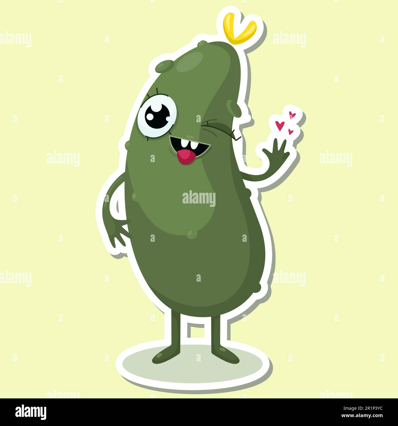 Vector illustration of cucumber character stickers with cute expression ...