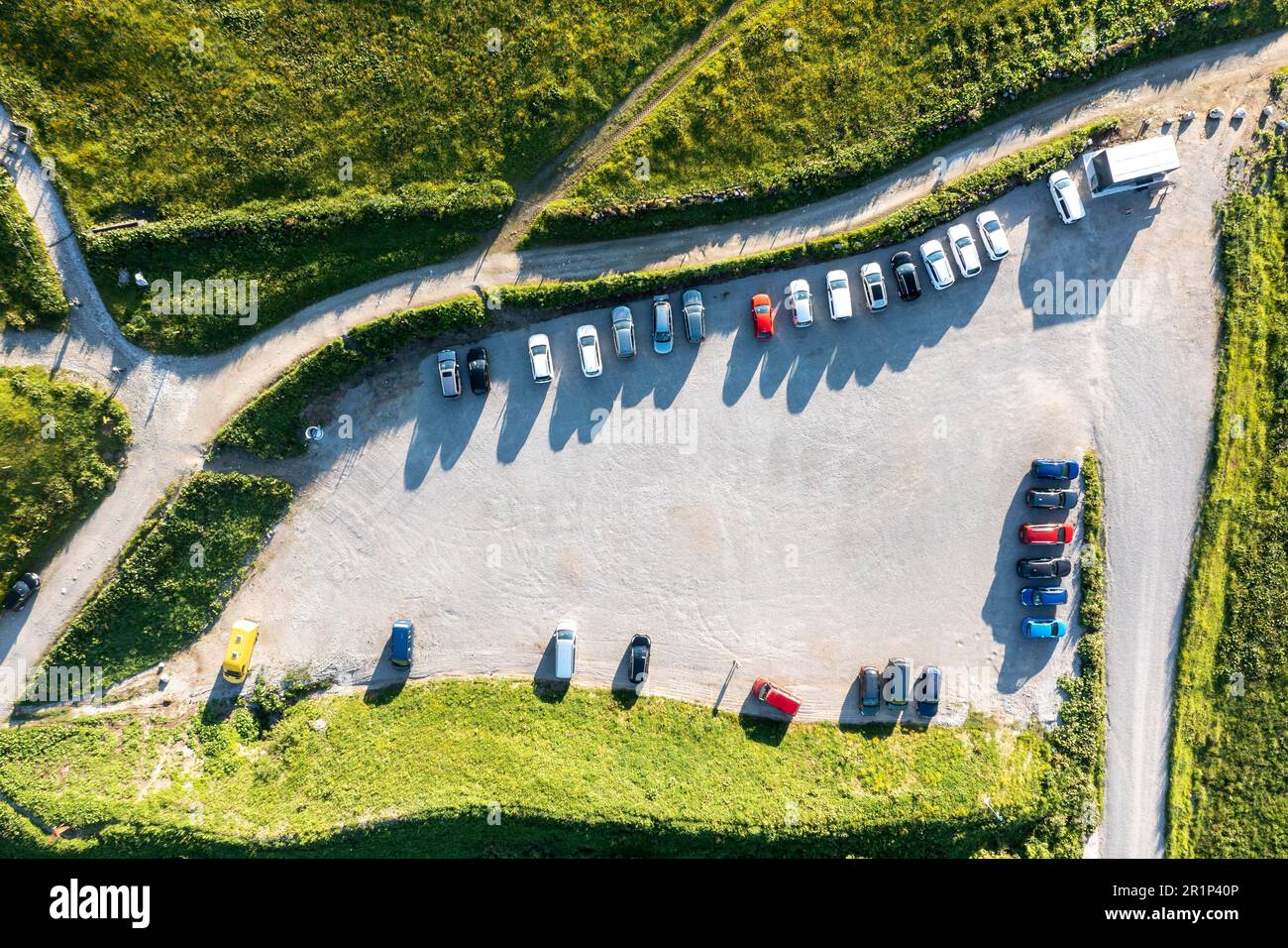 Parked cars, car park from above, aerial view, Austria Stock Photo - Alamy