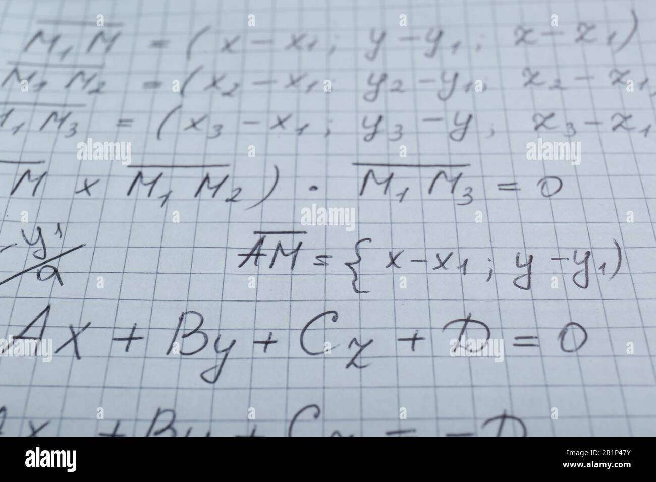 Sheet of paper with different mathematical formulas, closeup Stock ...
