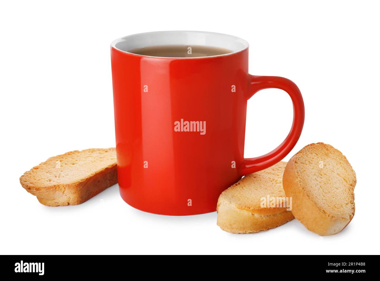 Hard chuck crackers and cup of tea on white background Stock Photo - Alamy