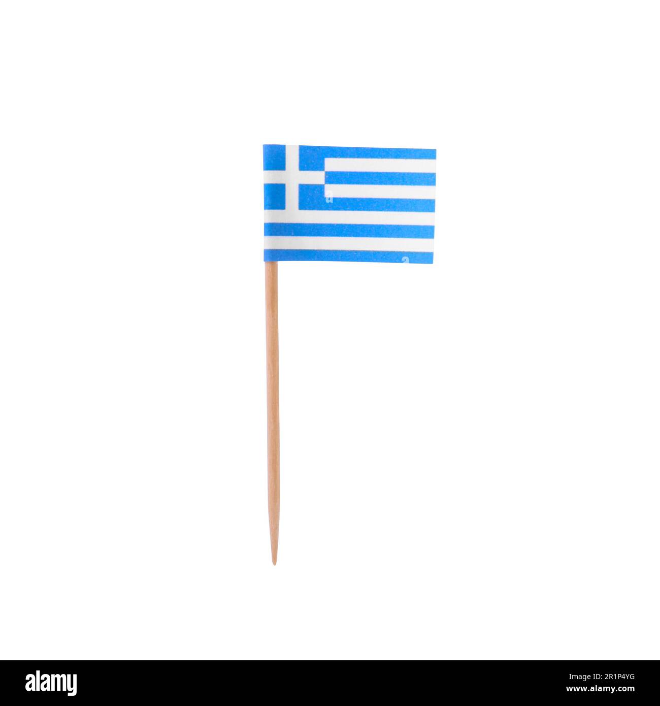 Small paper flag of Greece isolated on white Stock Photo - Alamy
