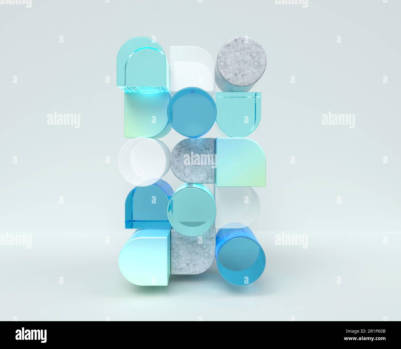 Rounded elements in balance - colored geometric shapes 3d illustration ...