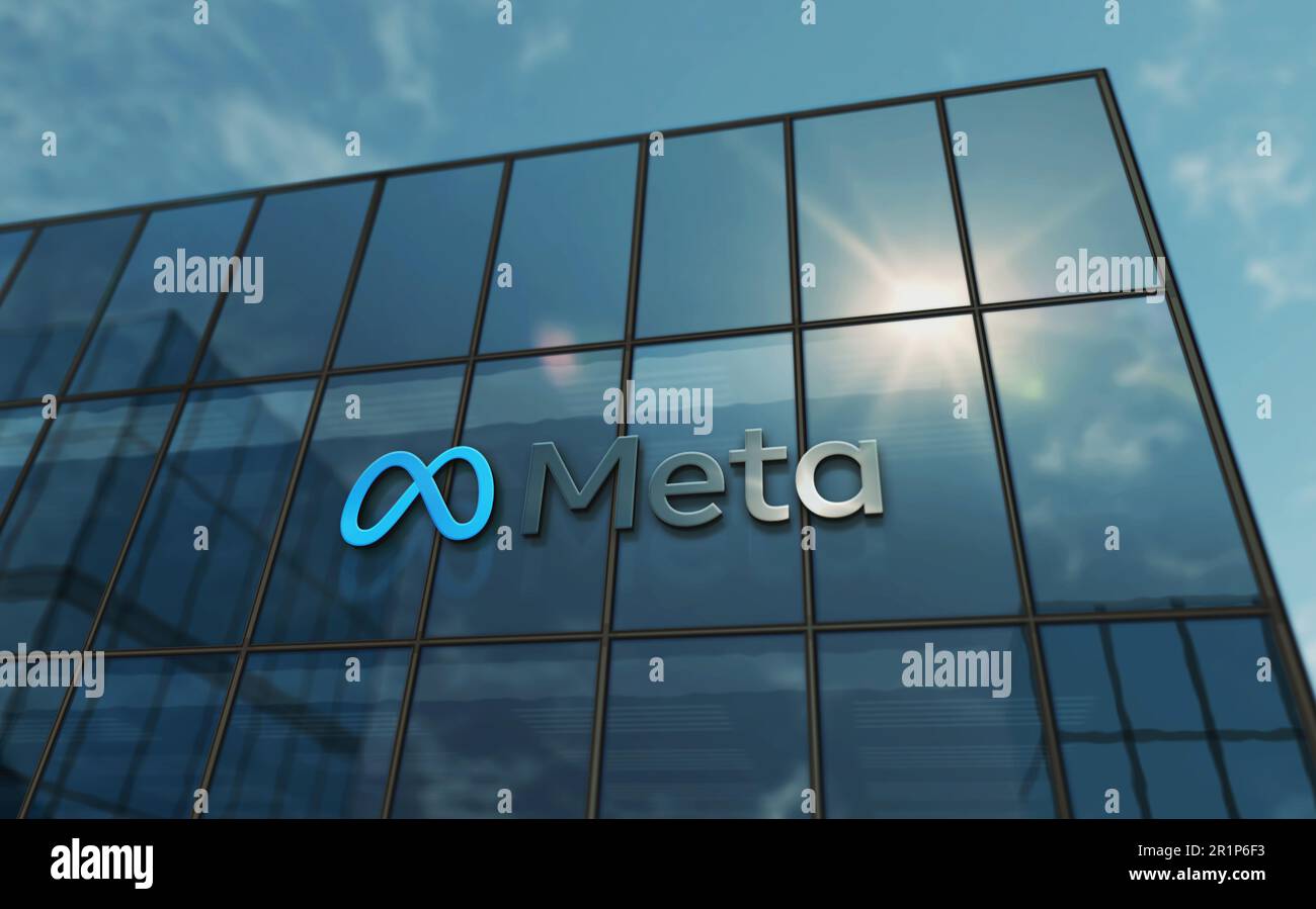 Menlo Park, USA, May 5, 2023: Meta corporation headquarters glass ...
