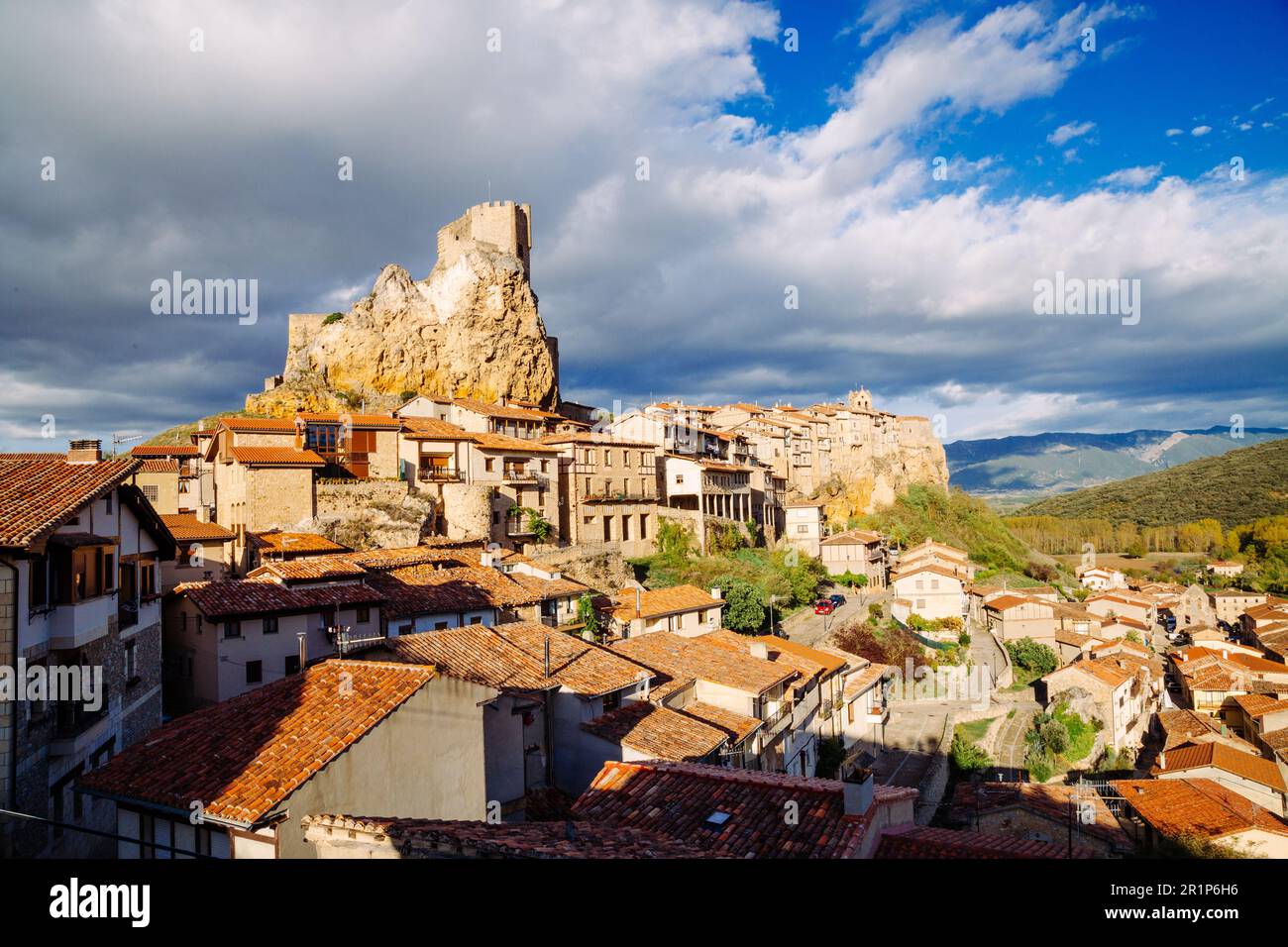 View of the medieval village Frias, in the region of "Las Merindades ...