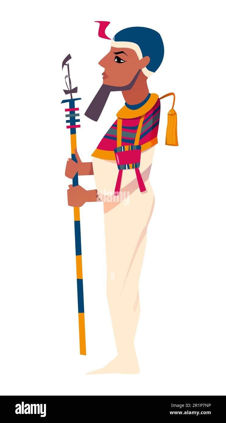 Ancient egyptian god Ptah, demiurge of Memphis flat vector illustration ...