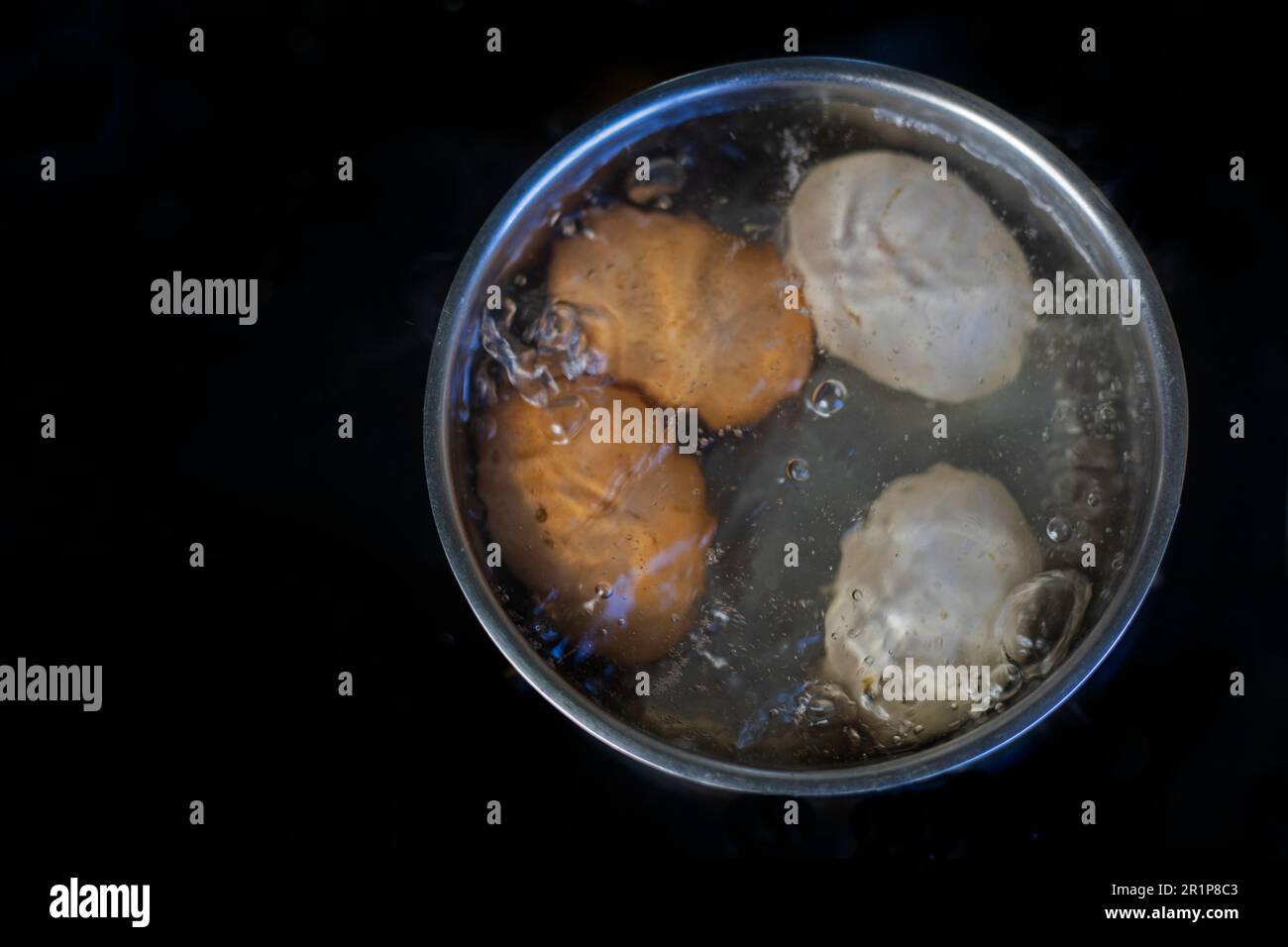 boil eggs in a saucepan on the stove. egg cooking healthy eating ...
