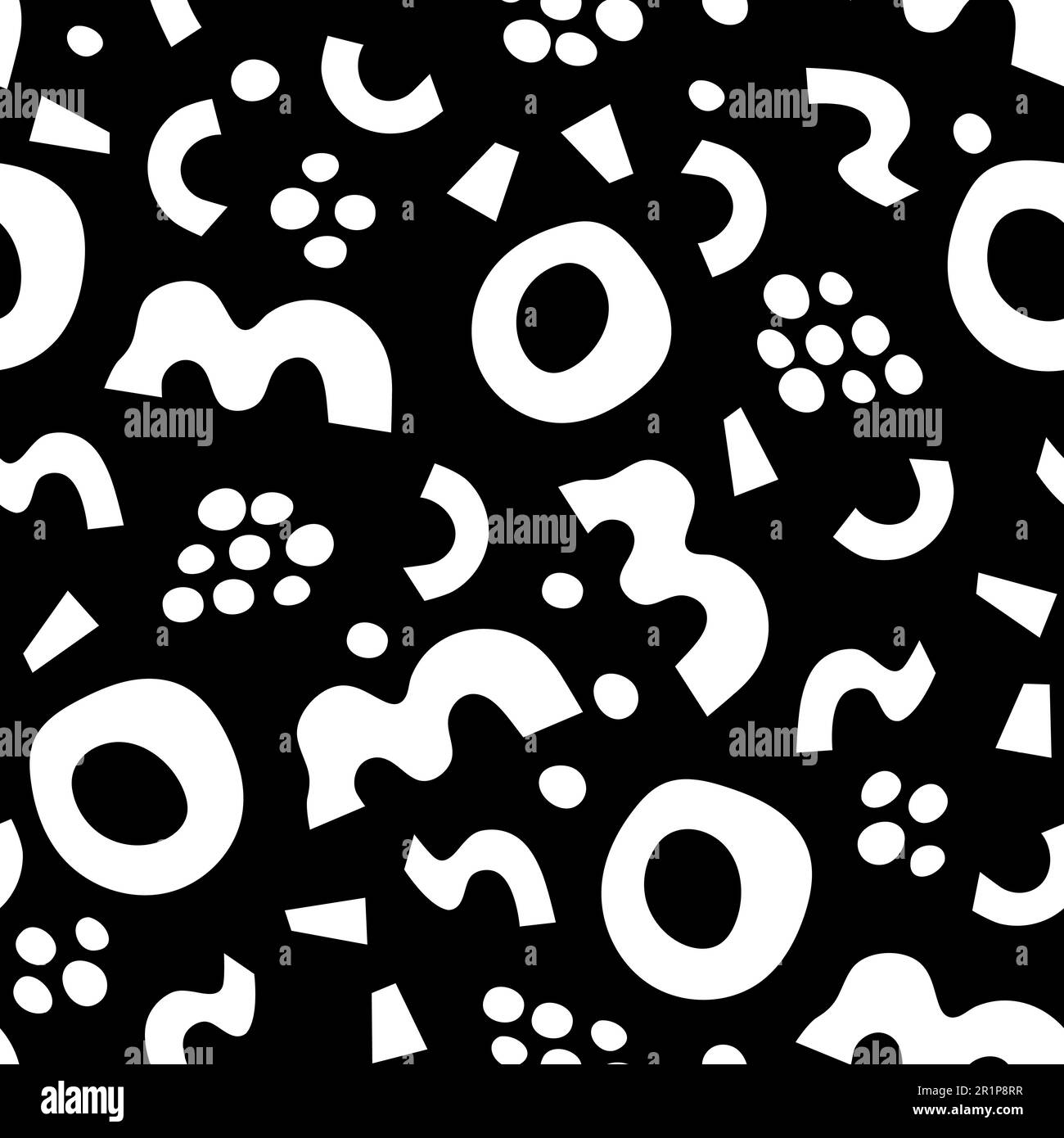 Black and white abstract paper cut shapes seamless pattern. Monochrome ...