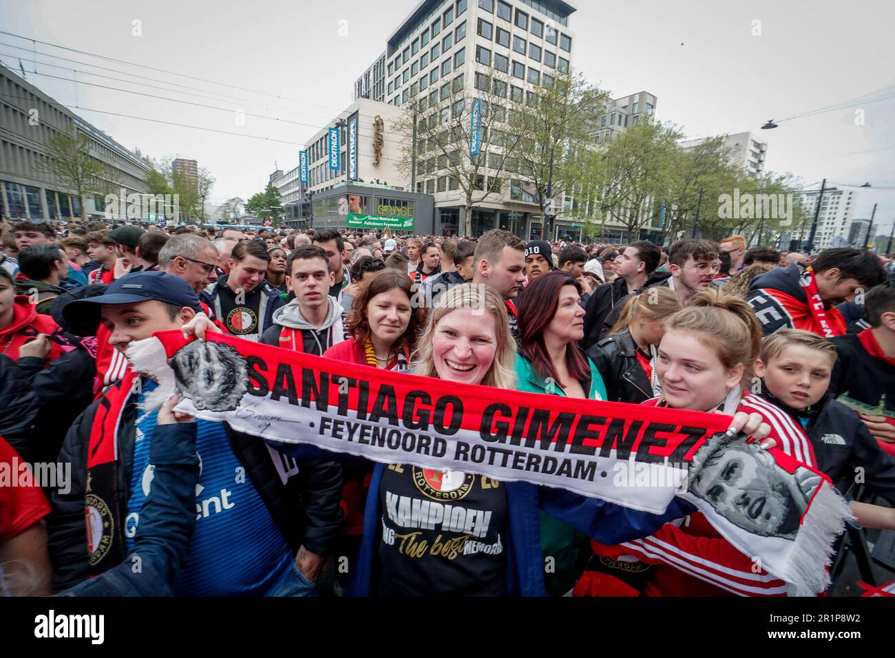 Rotterdam, Netherlands. 15th May, 2023.Feyenoord supporters ar seen ...