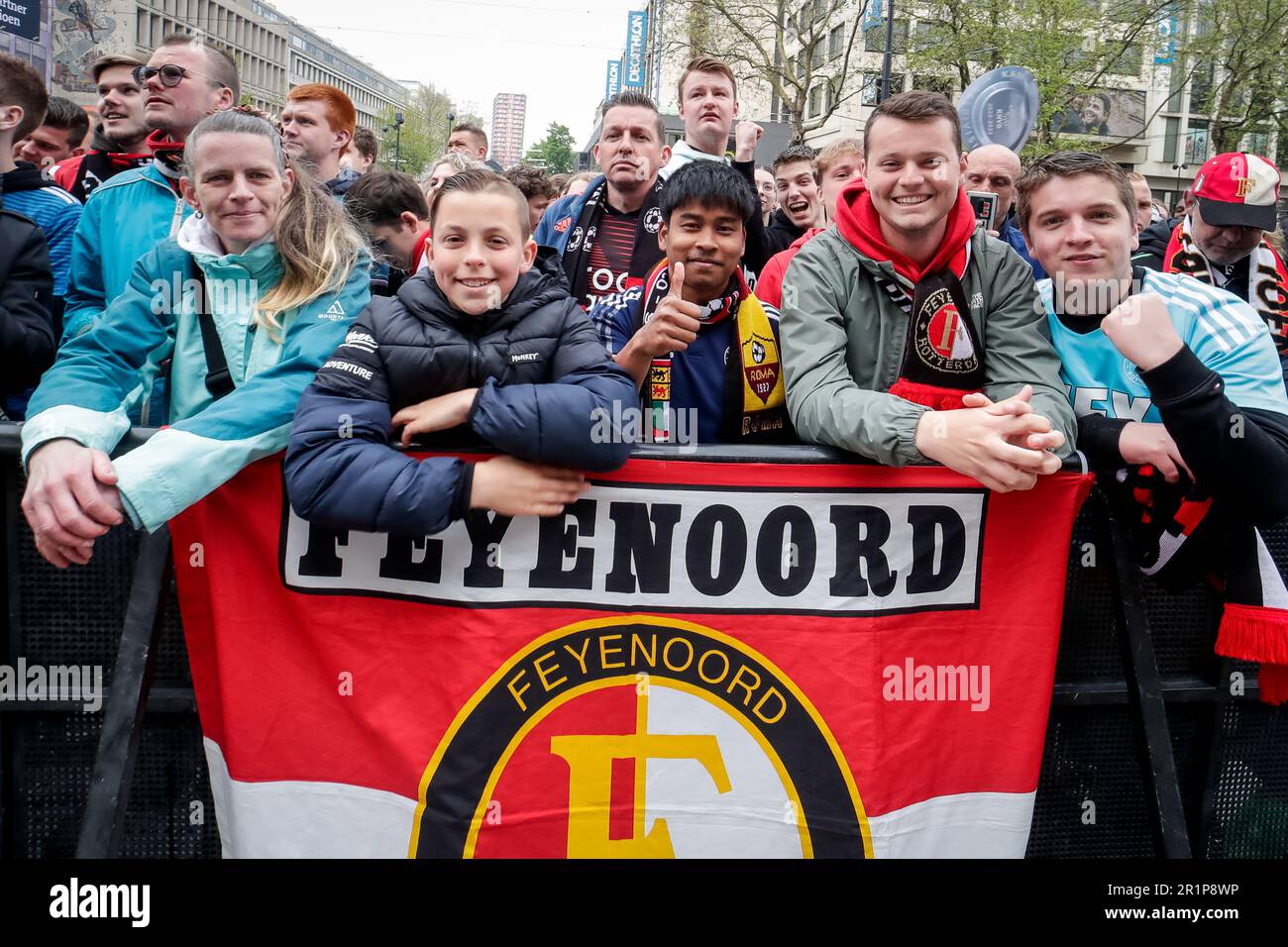 Rotterdam, Netherlands. 15th May, 2023.Feyenoord supporters ar seen ...