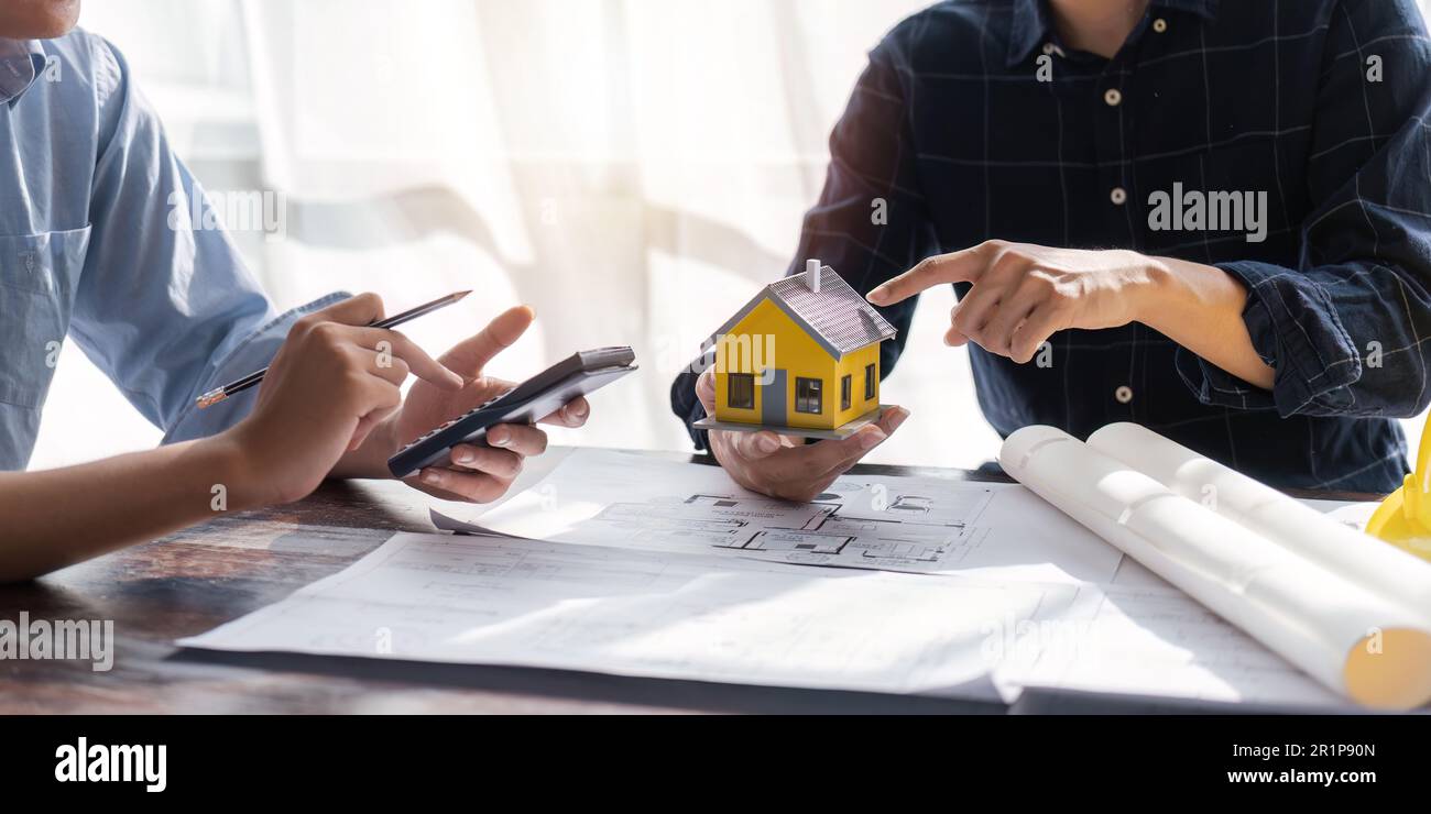 engineer team planning design house, modifying plan, creating ...