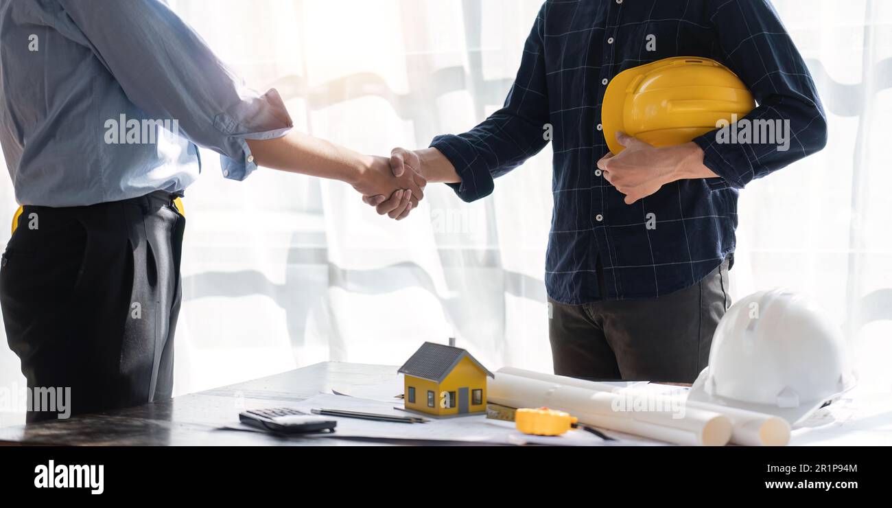 engineer team planning design house, modifying plan, creating ...