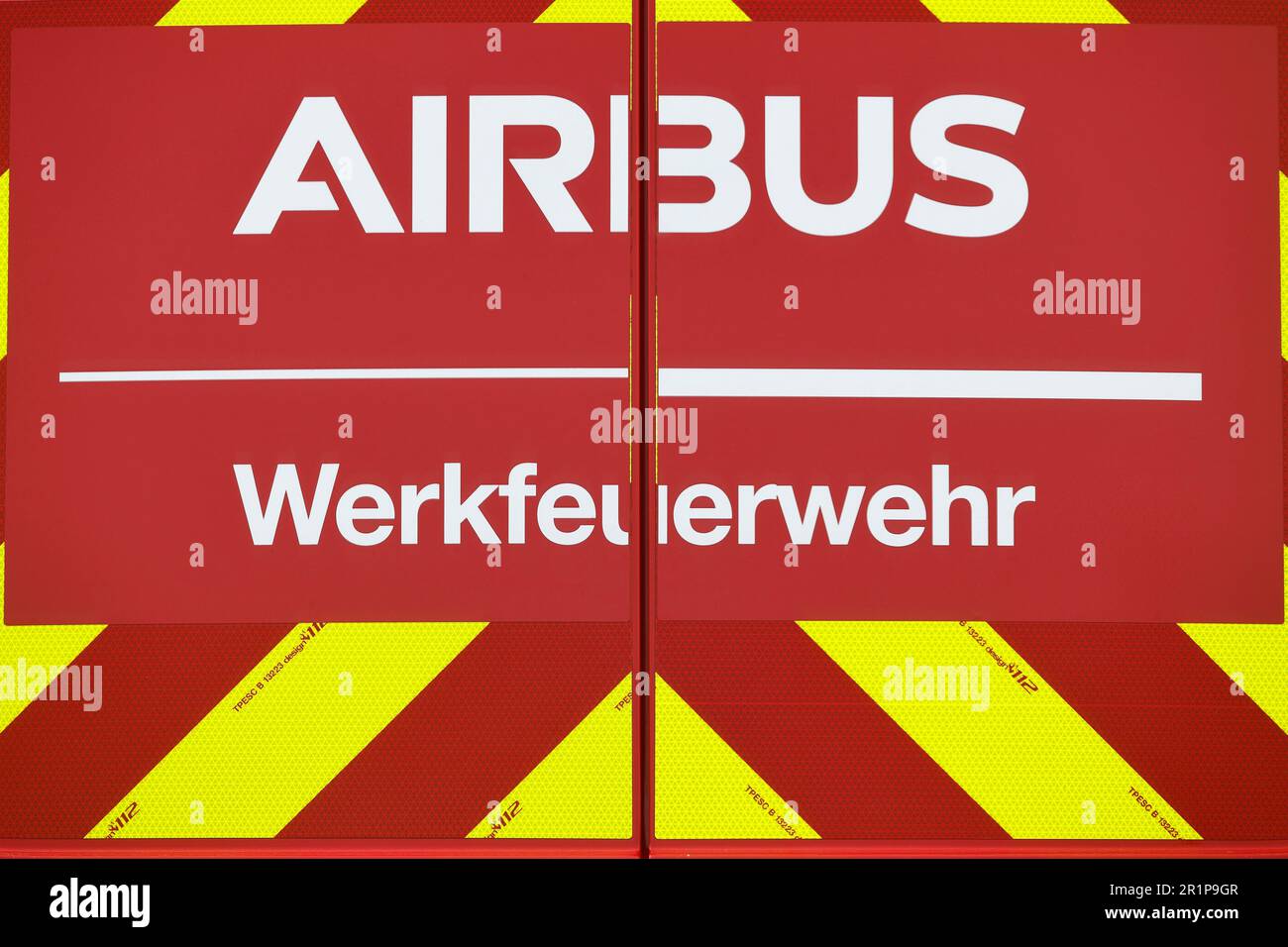 Airbus plant fire brigade lettering on the back of a fire engine at ...