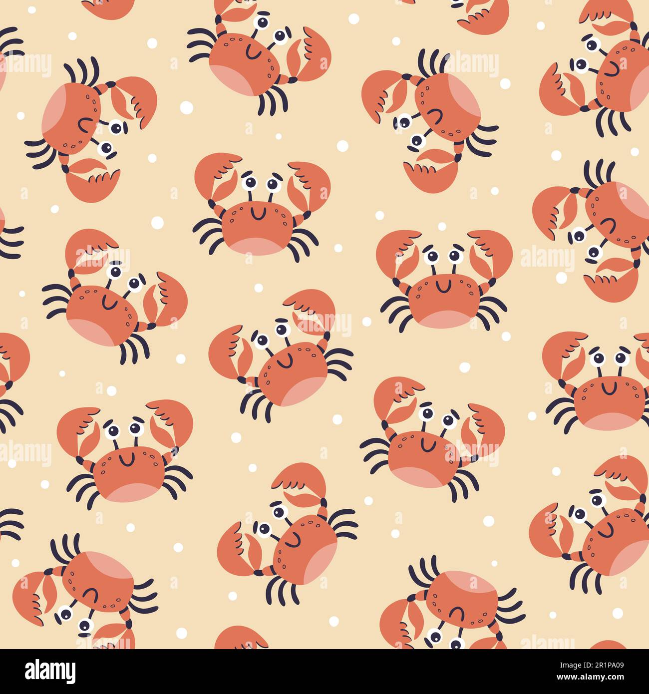 Crabs background. Cute sealife seamless pattern. Cartoon crabs and ...