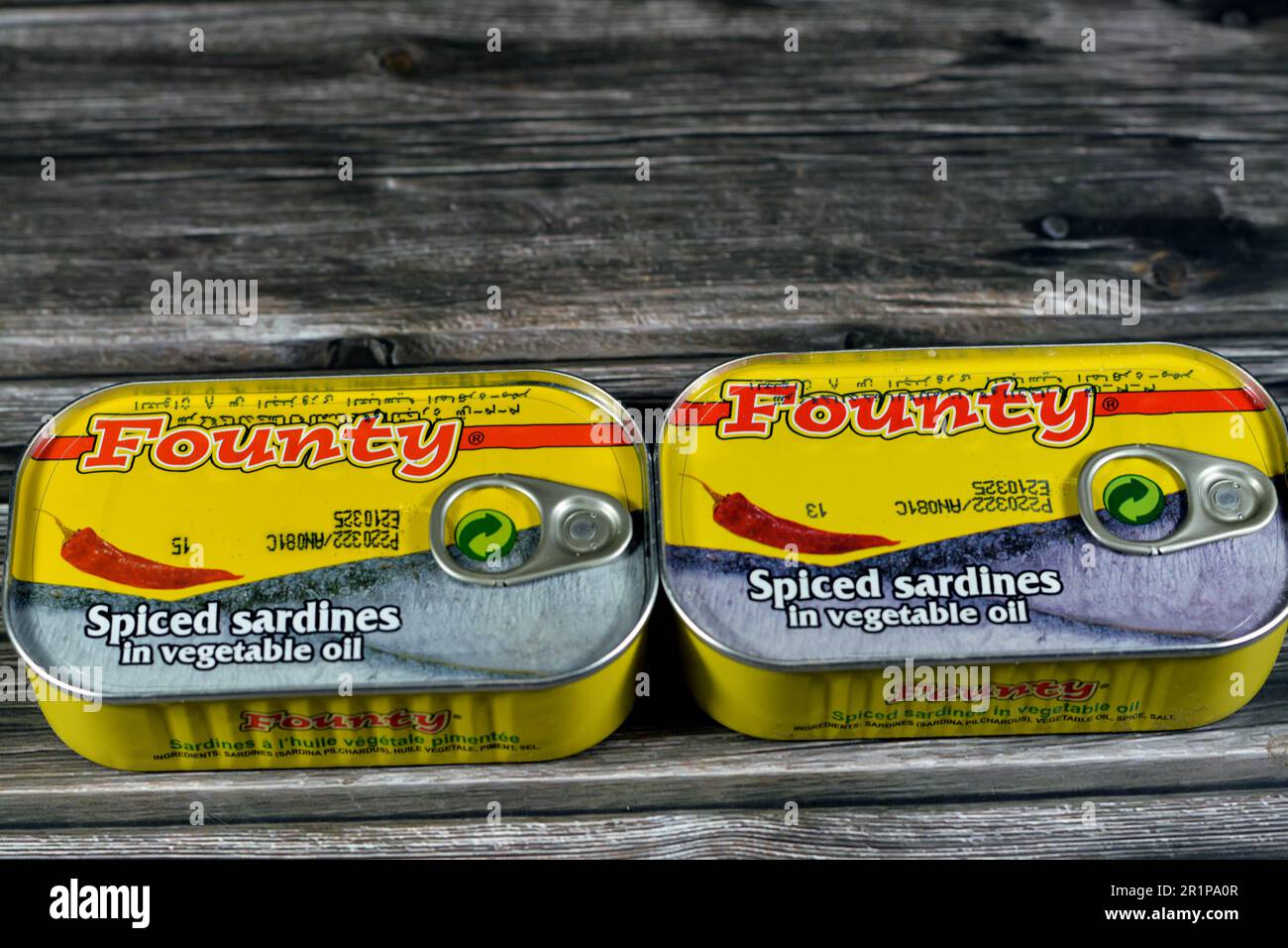 Cairo, Egypt, May 6 2023: Canned Founty spiced Moroccan Sardines in ...