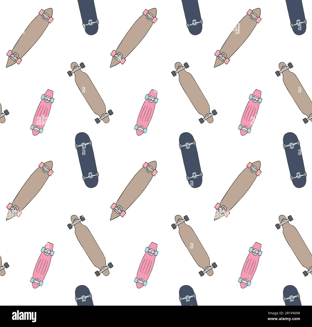 Vector seamless pattern of hand drawn skateboard Stock Vector Image ...