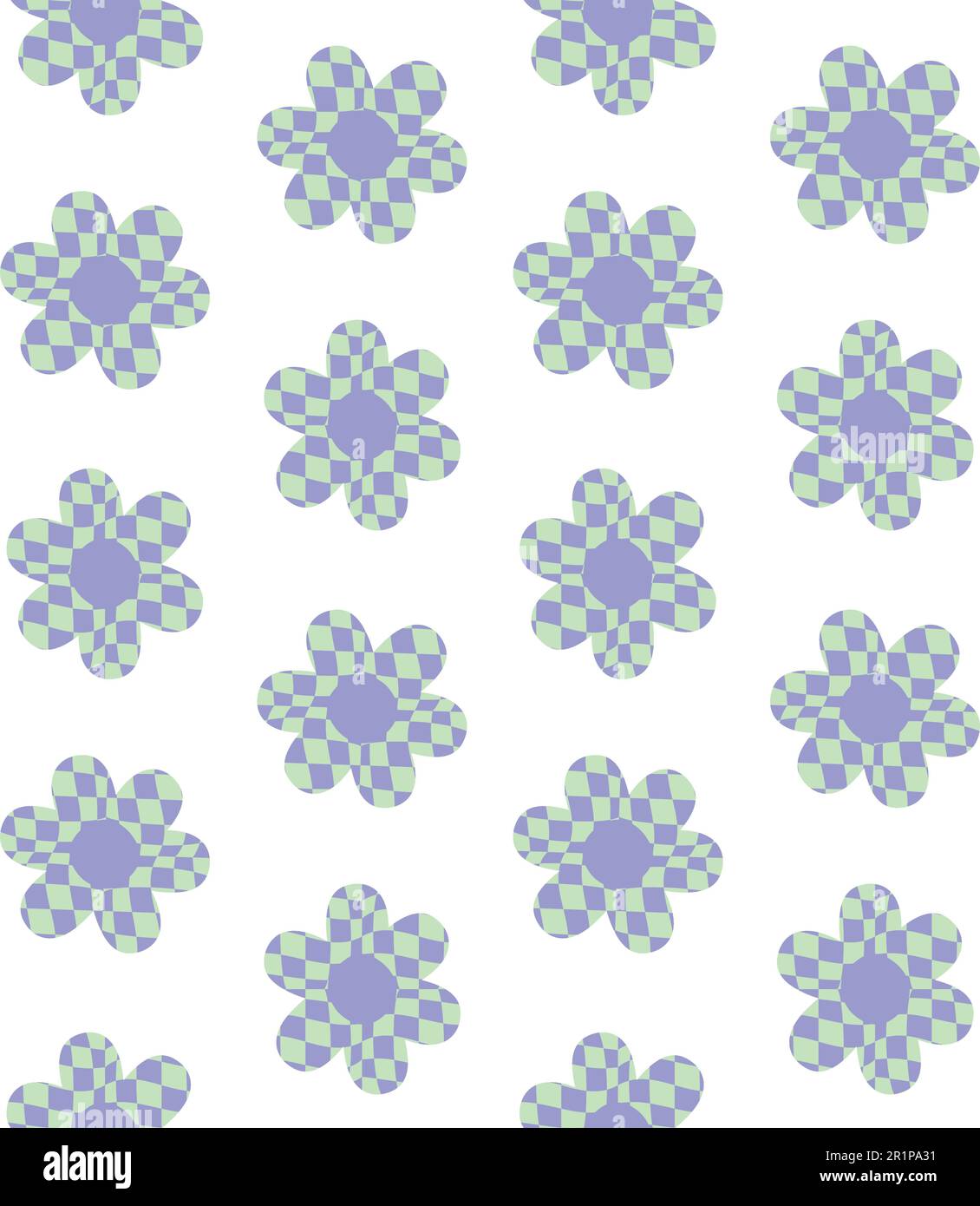 Vector seamless pattern of flower with checkered Stock Vector Image ...