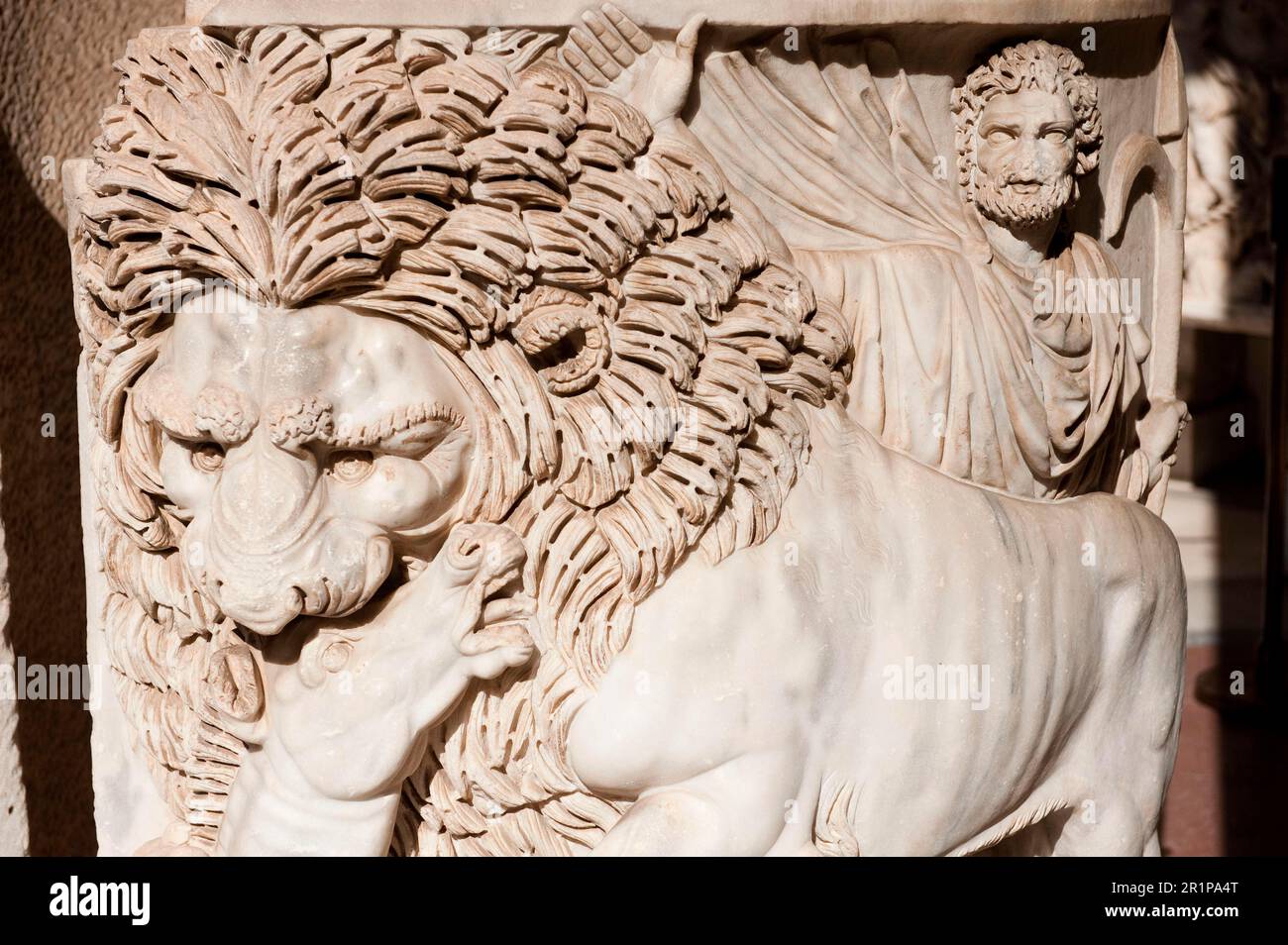 Detail of sarcophagus, Cortile ottagono, Lion Kills Horse, Museo Pio ...