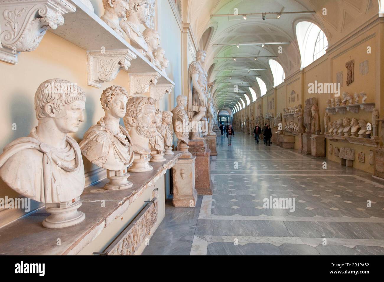 Corridor of the Chiaramonti Museum with marble busts, statue, Vatican ...