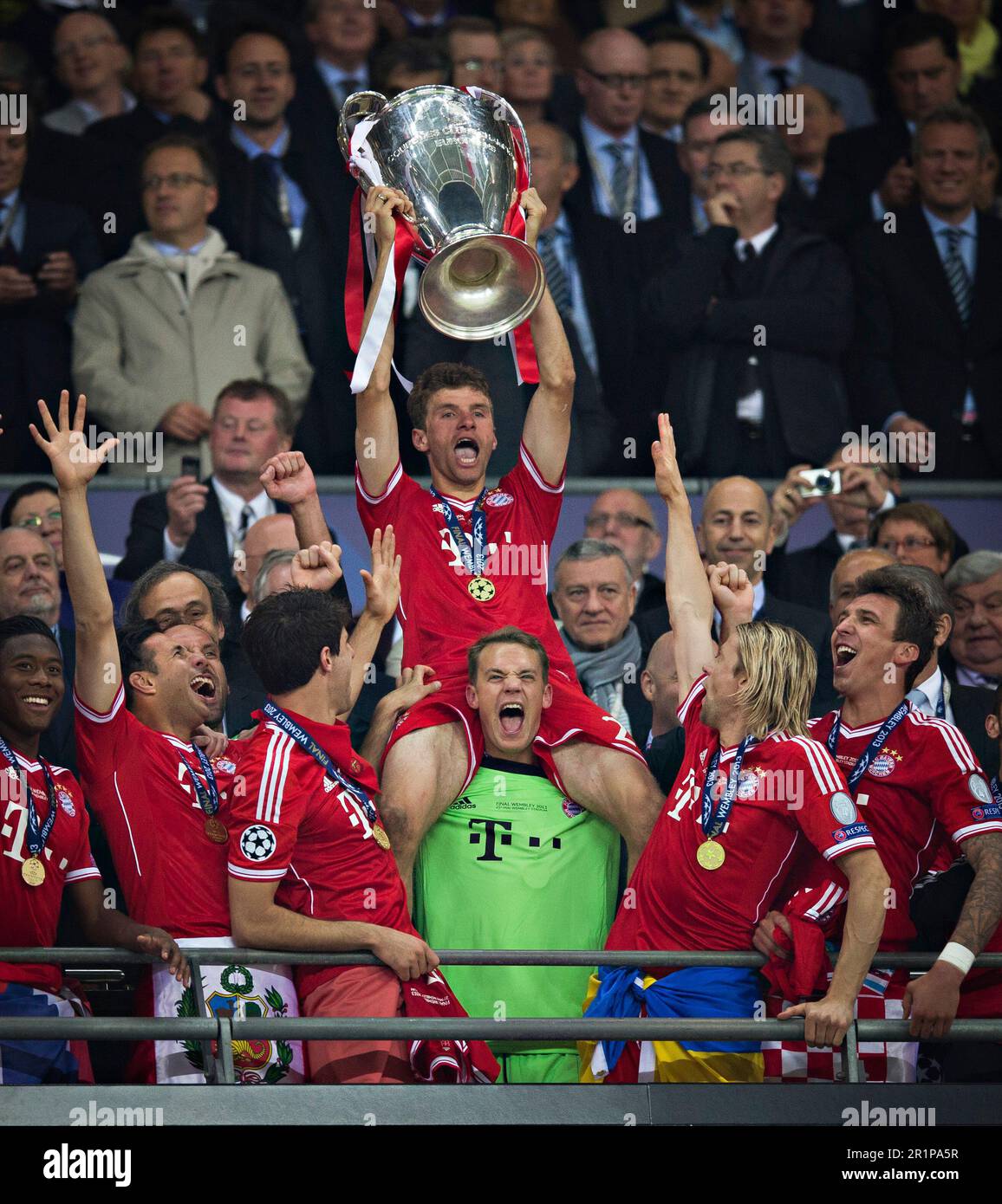 London, 25.05.2013, Wembley Münchener Schlussjubel: Thomas Mueller (FCB ...