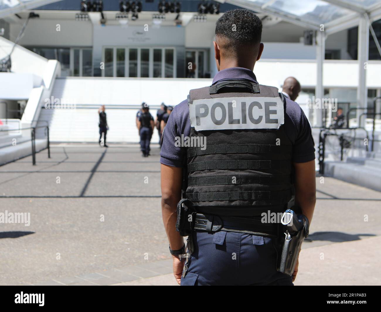 May 15, 2023, Cannes, CÃ´te d'Azur, France: National Police Members rehearsals at the Grand ...
