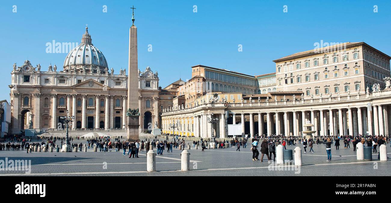 St. Peter's Square with St. Peter's Basilica, Obelisk, Papal Palace ...