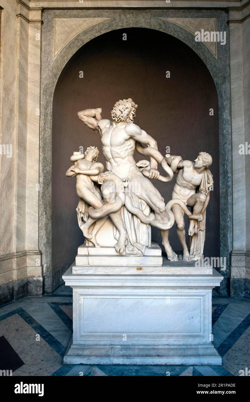 Laocoon group, marble statue, snake, priest of Apollo, Vatican Museum ...