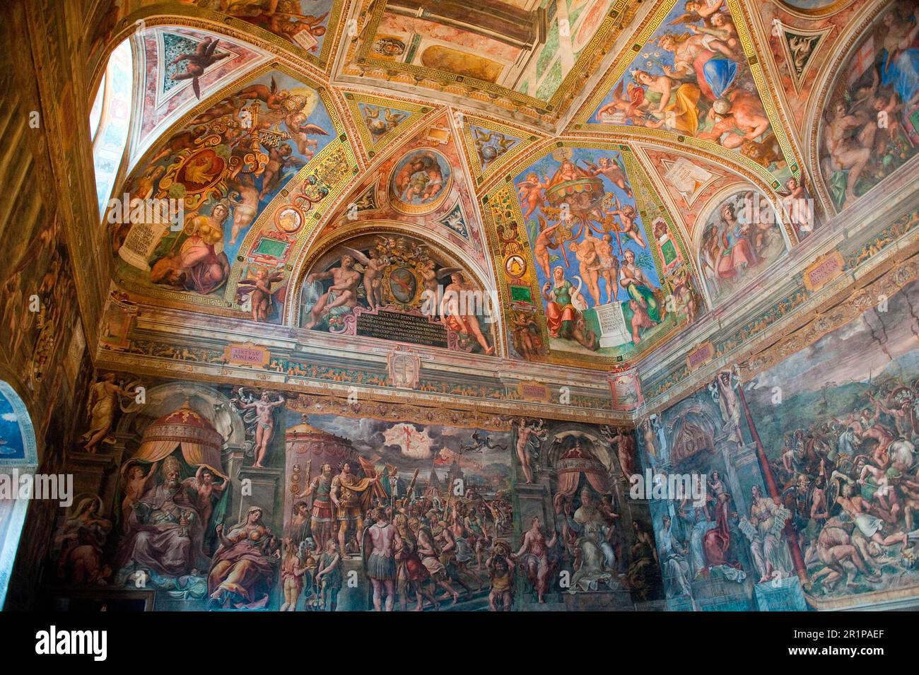 Ceiling painting Apparition of the Cross, by Raphael, Fresco, Fresco ...
