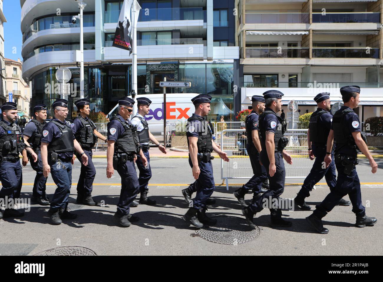 May 15, 2023, Cannes, CÃ´te d'Azur, France: National Police Members rehearsals at the Grand ...