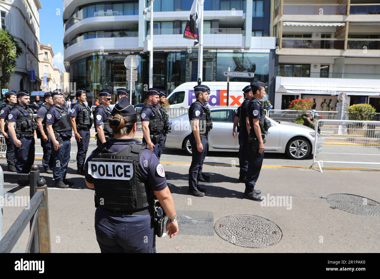 May 15, 2023, Cannes, CÃ´te d'Azur, France: National Police Members rehearsals at the Grand ...