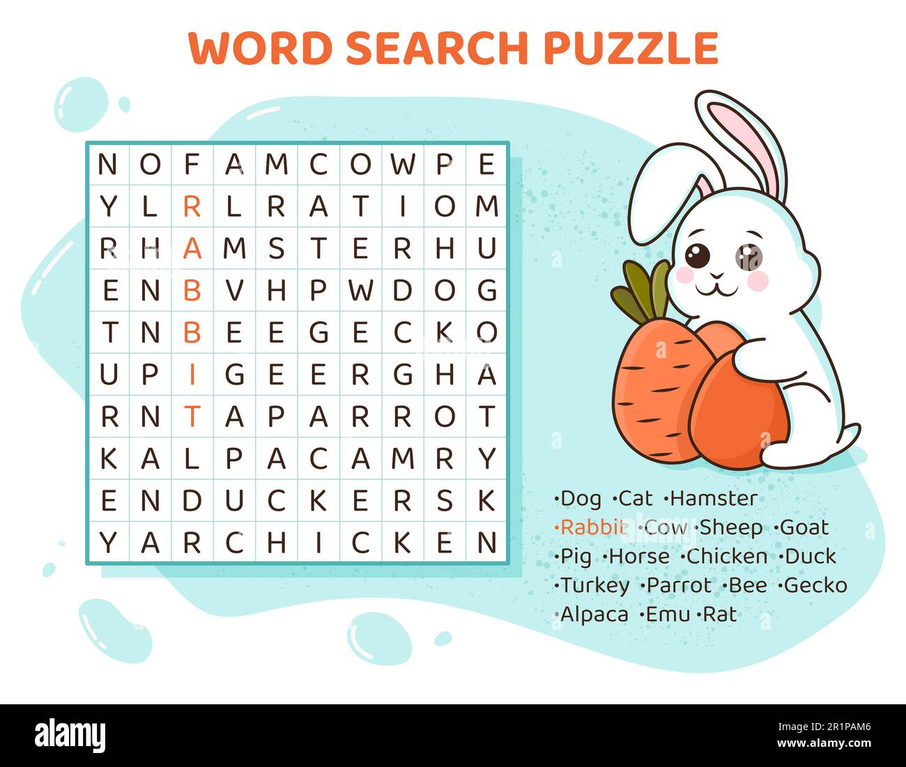 Word search puzzle with domestic animals and pets Stock Vector Image ...