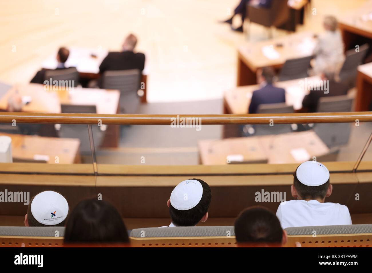 Duesseldorf, Germany. 15th May, 2023. Children with a kippa on their ...