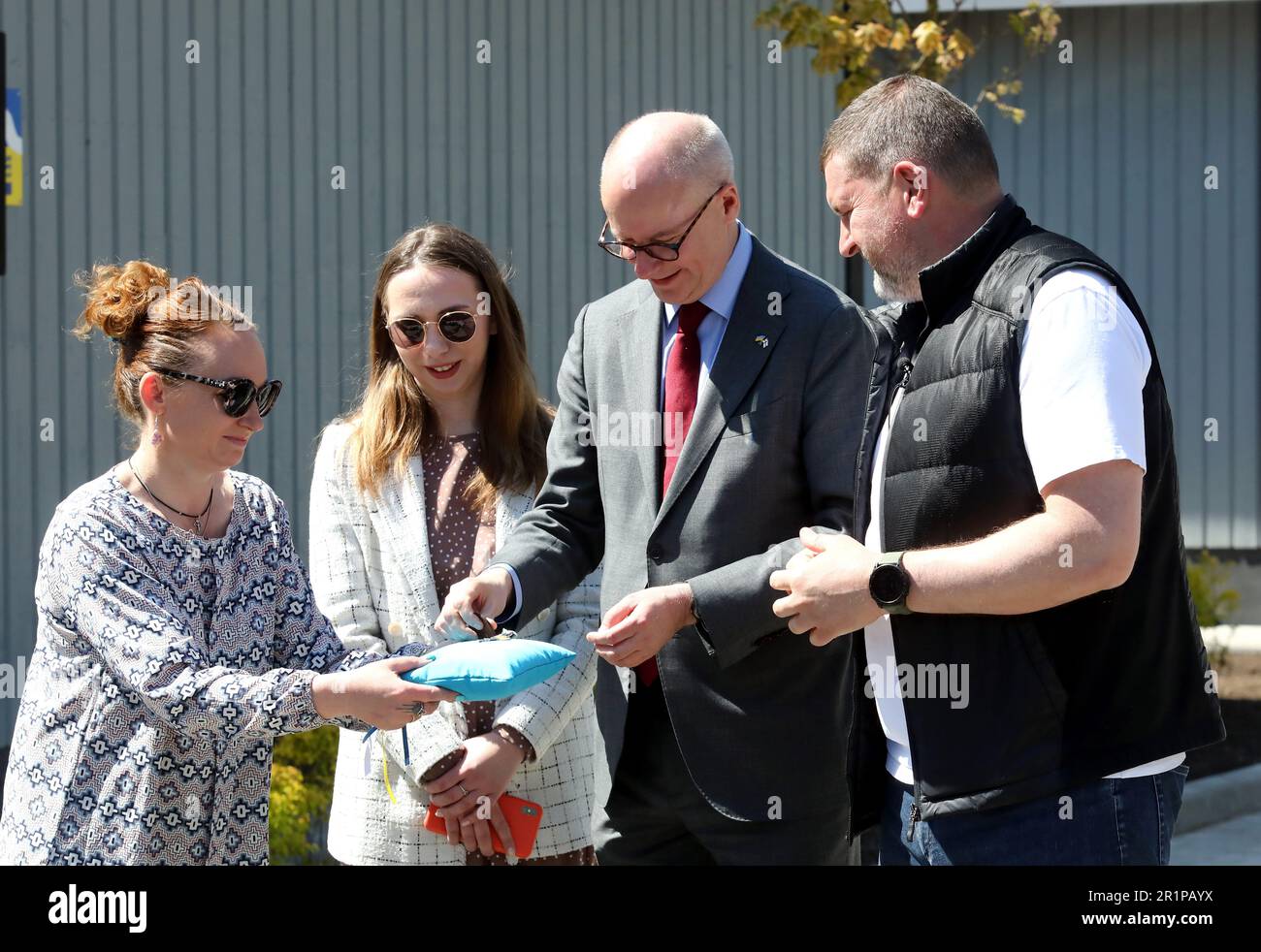 IRPIN, UKRAINE - MAY 13, 2023 - Irpin city head Oleksandr Markushyn and ...
