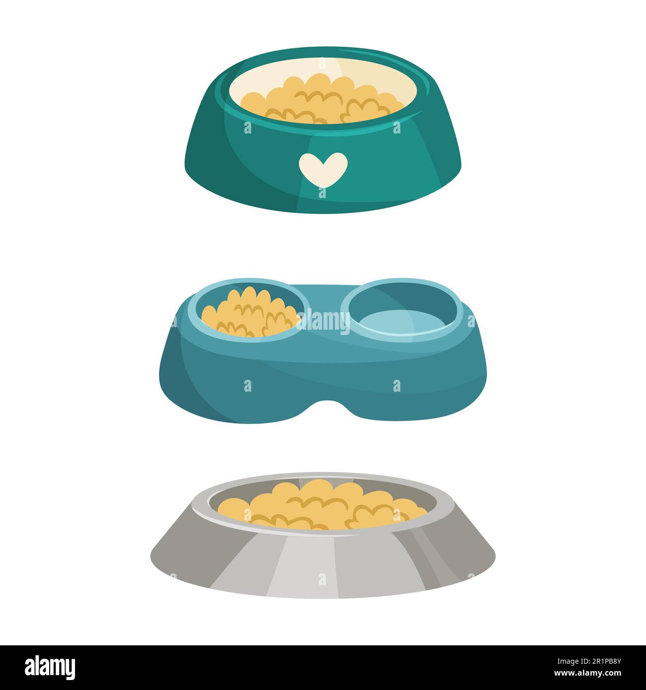 Pet food bowls clip art. Vector illustrations isolated on white Stock ...