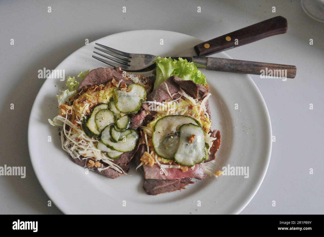 May 15,2023 /Lunch of cold open roast beef sandwich in Kastrup ...