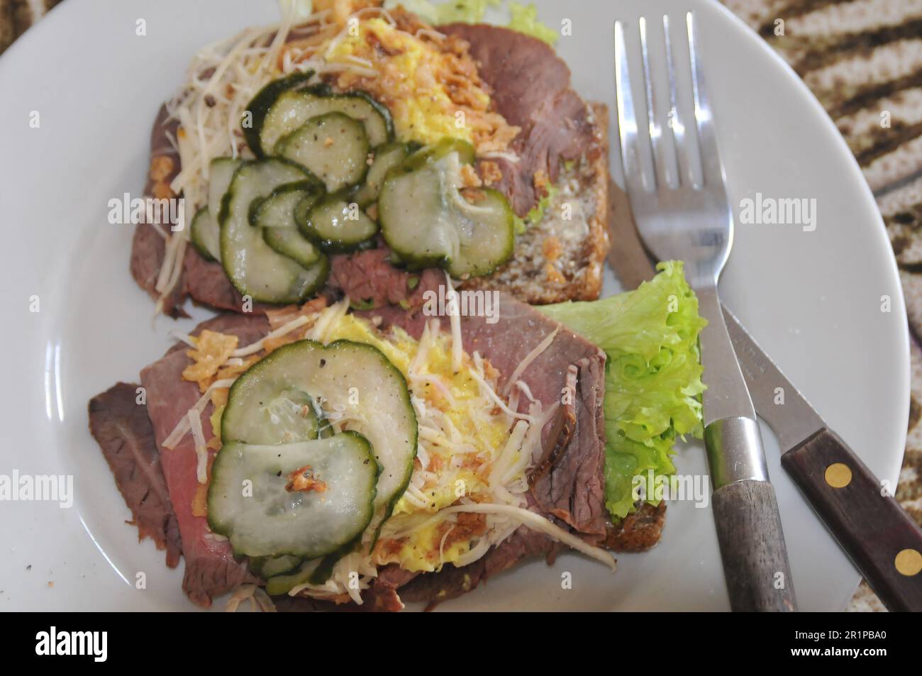 May 15,2023 /Lunch of cold open roast beef sandwich in Kastrup ...