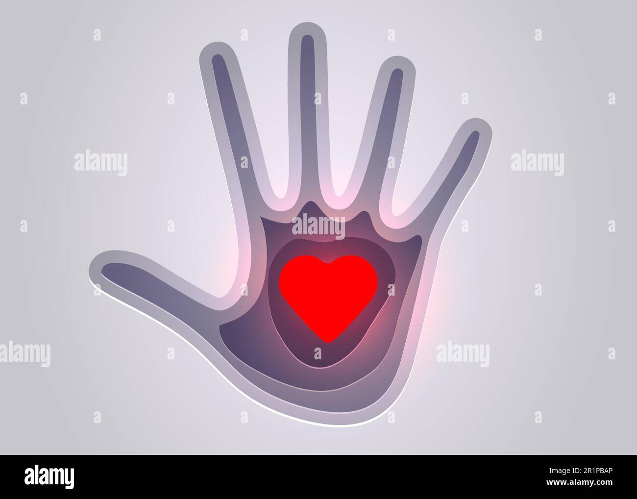 Paper human hand with heart. Concept of charity. Vector illustration ...