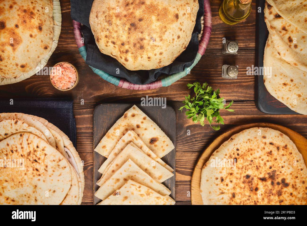 Egyptian traditional bread "Aish Baladi". Collection of Egyptian ...